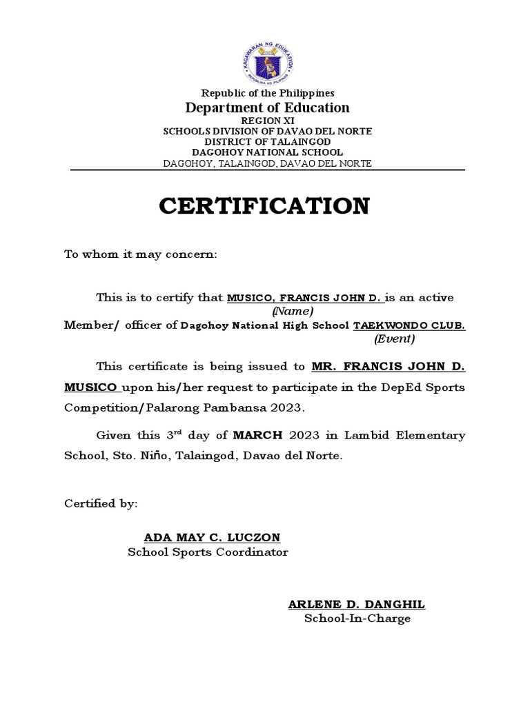 CERTIFICATION Athlete | PDF