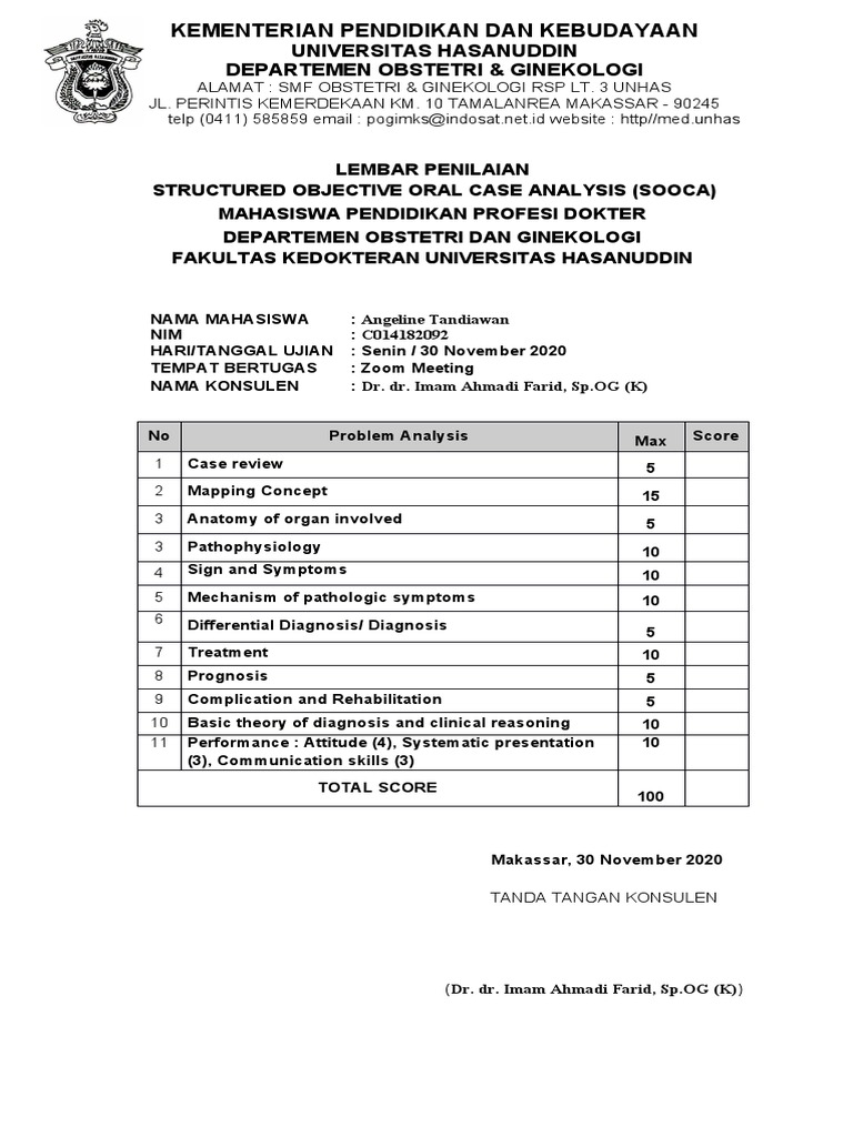 ANGELINE TANDIAWAN - LP Laporan Kasus Dan SOOCA | PDF