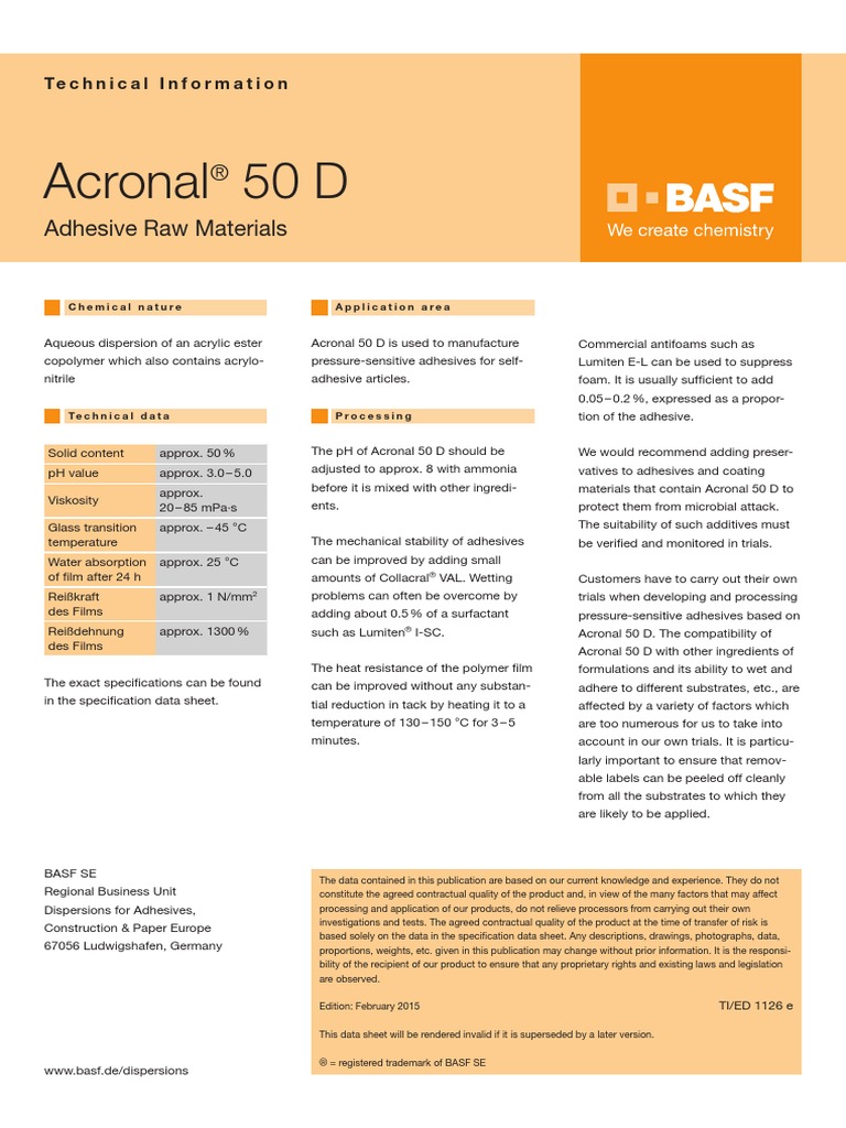 Acronal 50 D TDS PDF | PDF