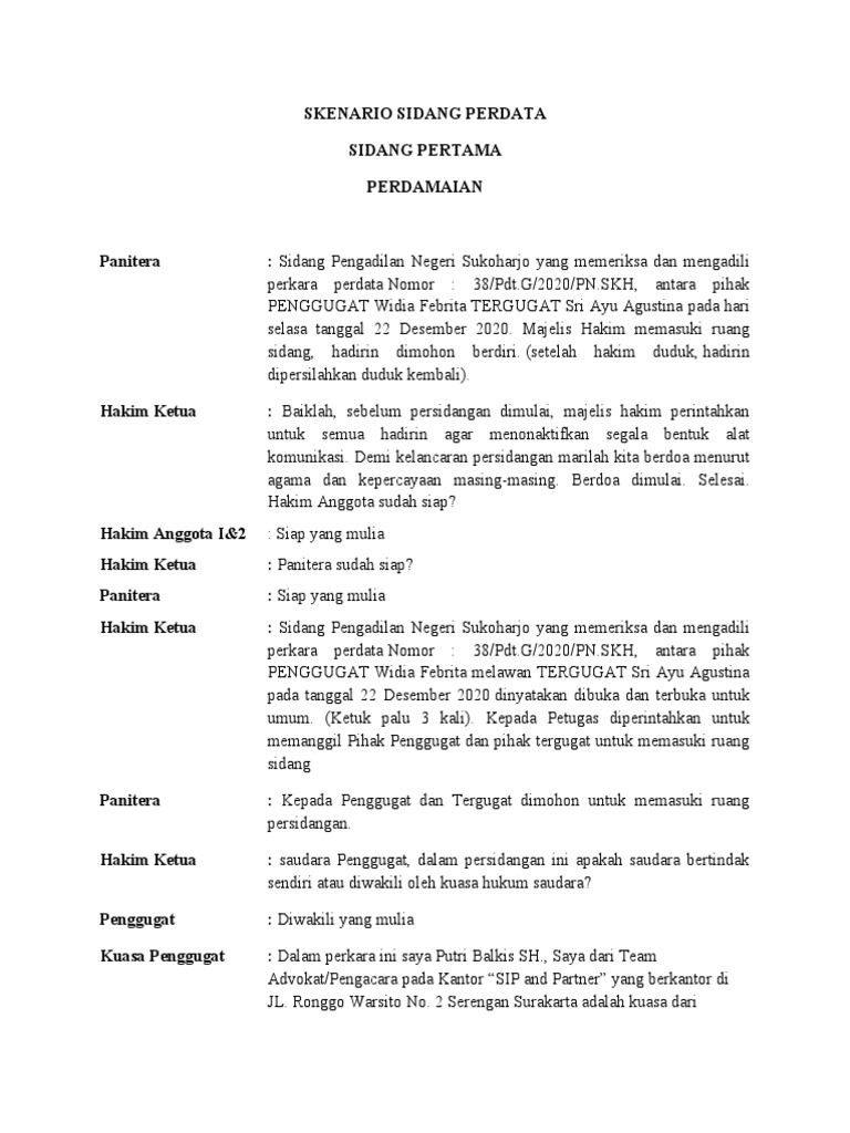 Fix Skenario Sidang Perdata | PDF