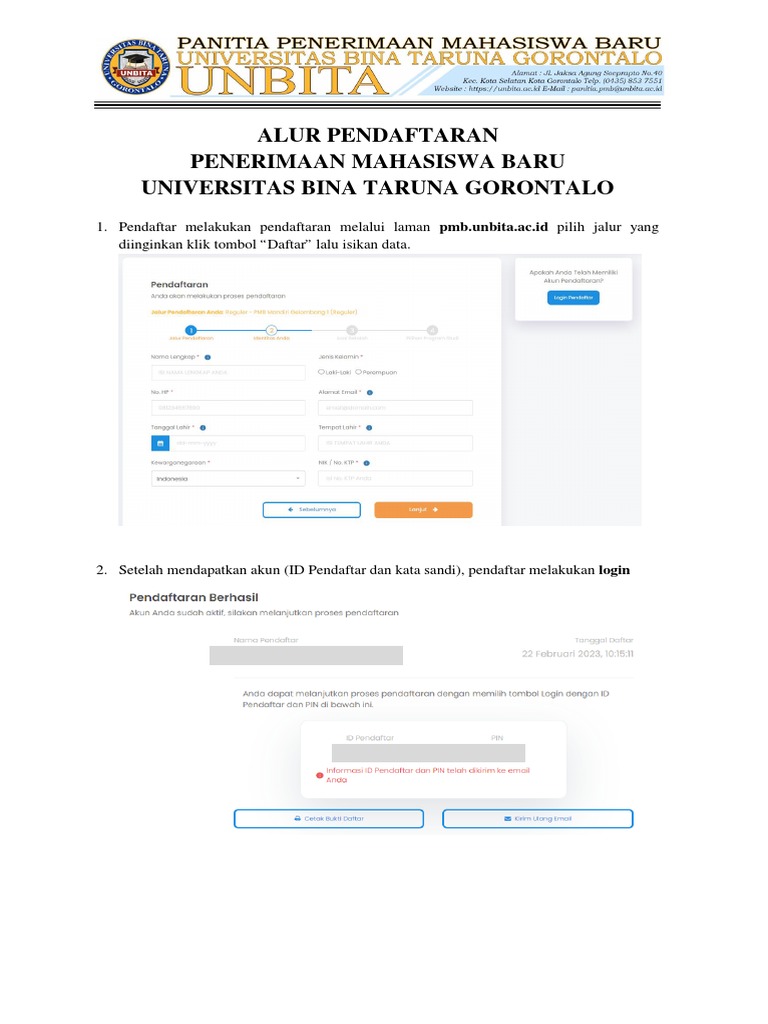 Alur Pendaftaran PMB Unbita | PDF