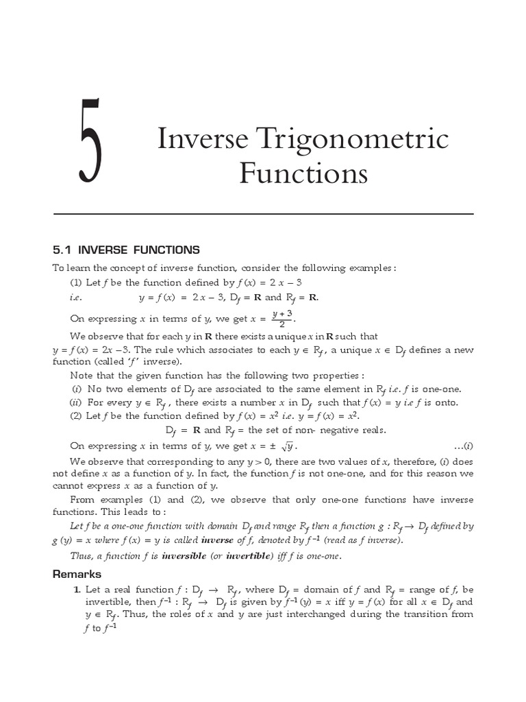 Inverse Trigonometric Functions PDF | PDF