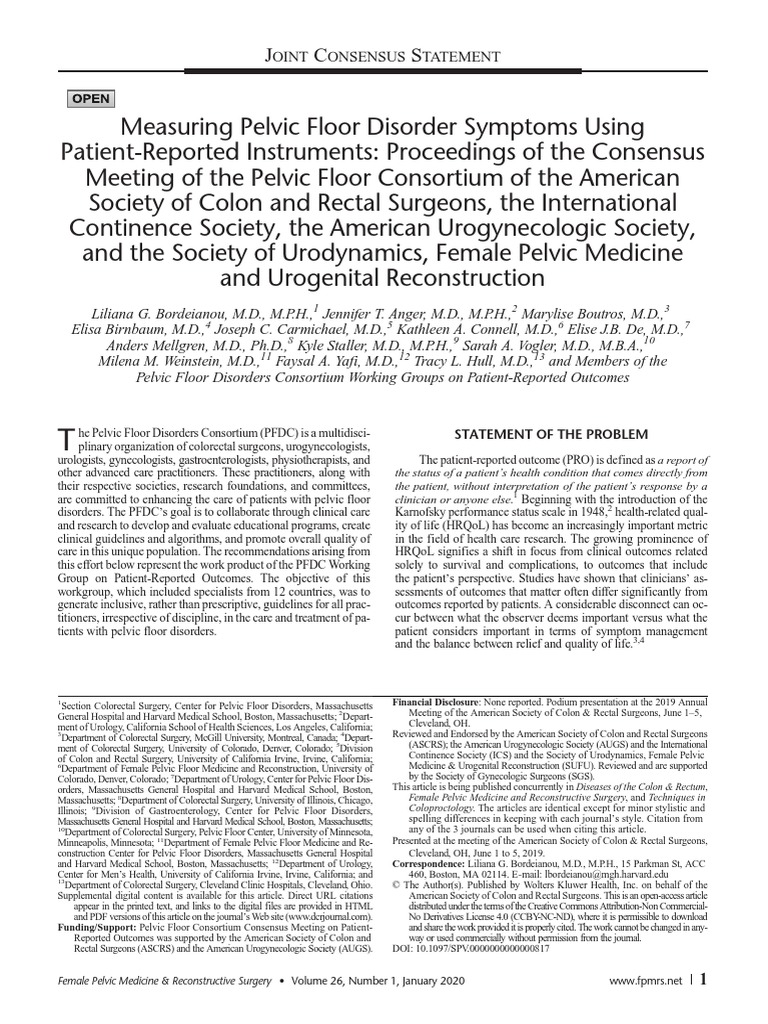 Measuring Pelvic Floor Disorder Symptoms PDF | PDF