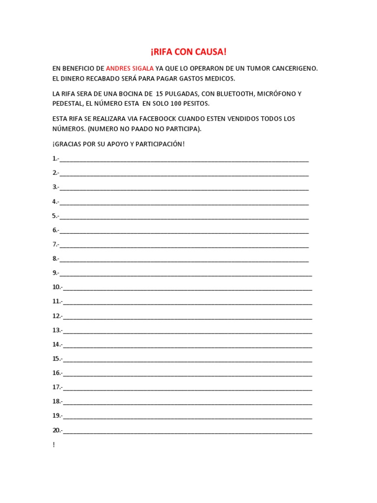 Rifa Con Causa | PDF