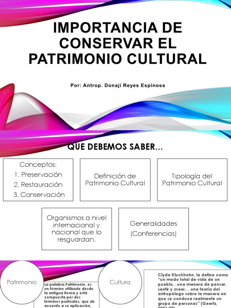 Importancia de Conservar El Patrimonio Cultural PDF | PDF | Patrimonio cultural | Bienes (Ley)