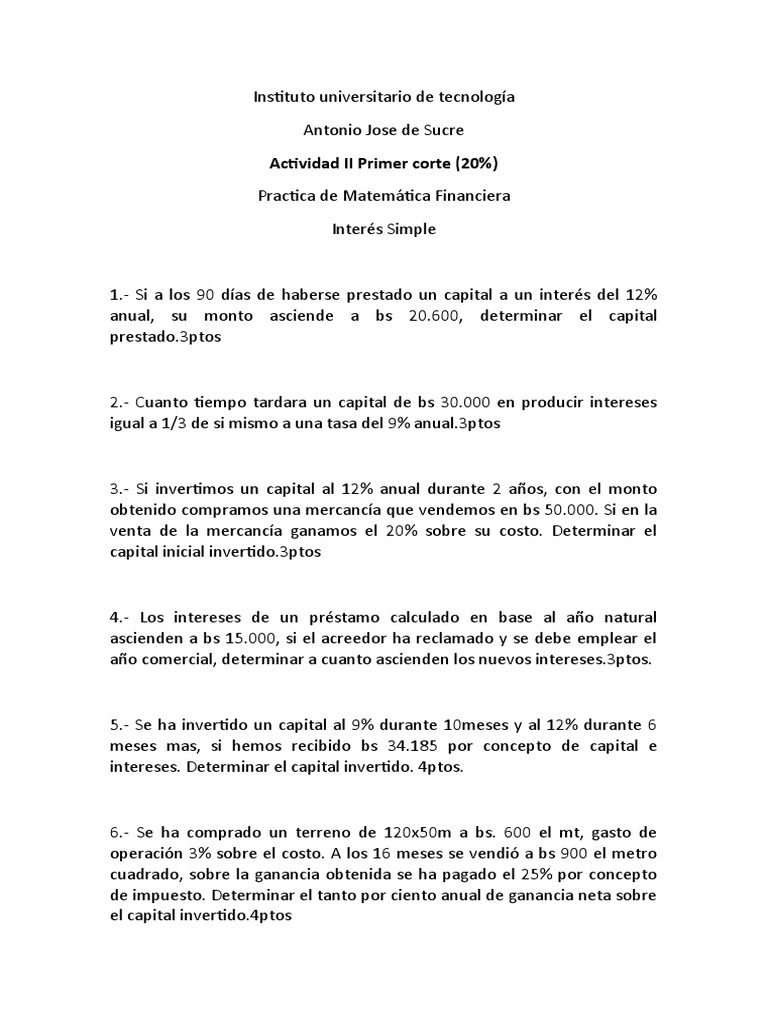 Practica de Interes Simple | PDF