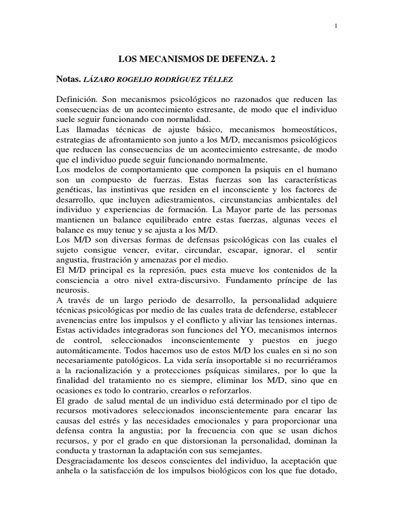 Los Mecanismos de Defenza PDF | PDF