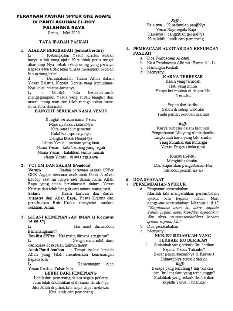 Liturgi Paskah Spper 2023 | PDF
