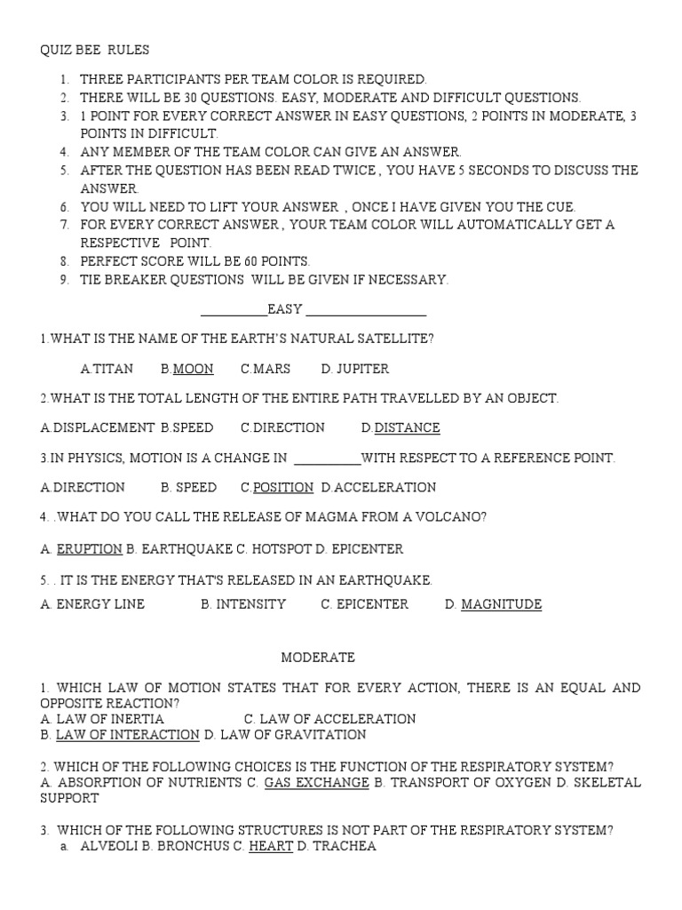 QUIZ BEE AND MATH SCI HENYO.docx | PDF