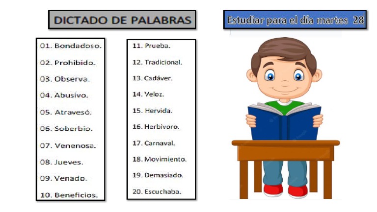 Dictado de Palabras (Martes 28) | PDF