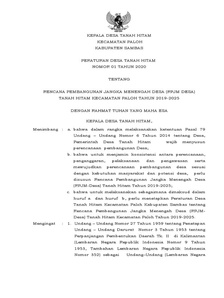 PERDES - RPJMDes 2019-2025 | PDF