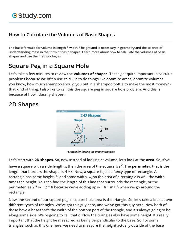 How To Calculate The Volumes of Basic Shapes - Video & Lesson ...