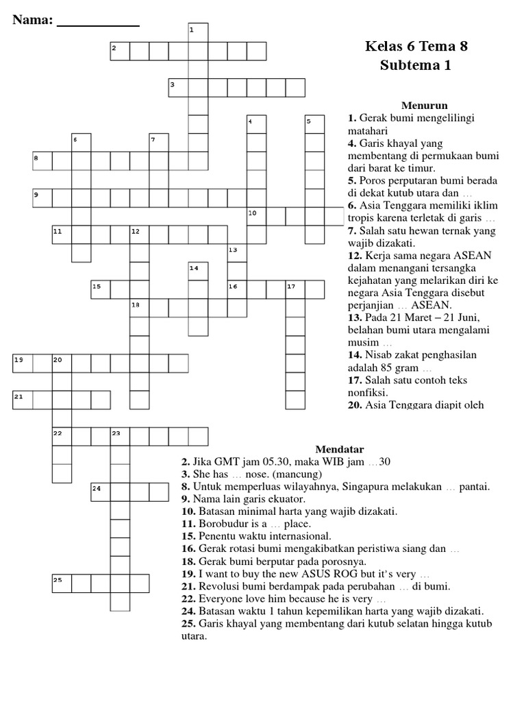 Tts Kelas 6 Tema 8 Subtema 1 | PDF