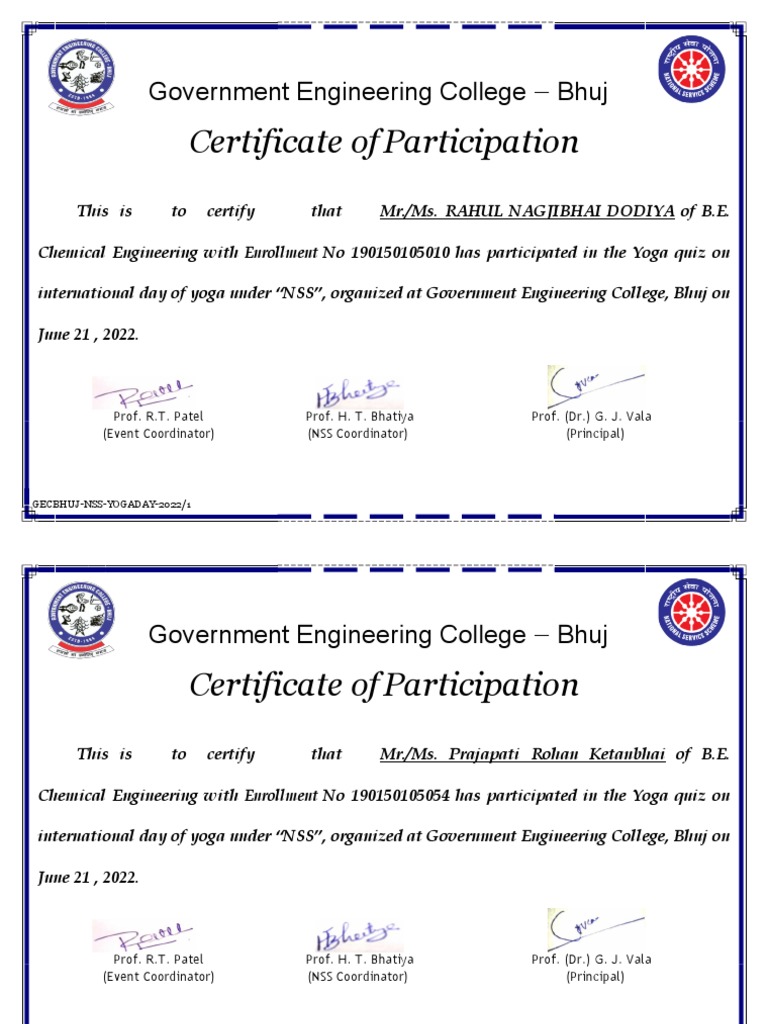 NSS QUIZ Certificate PDF | PDF