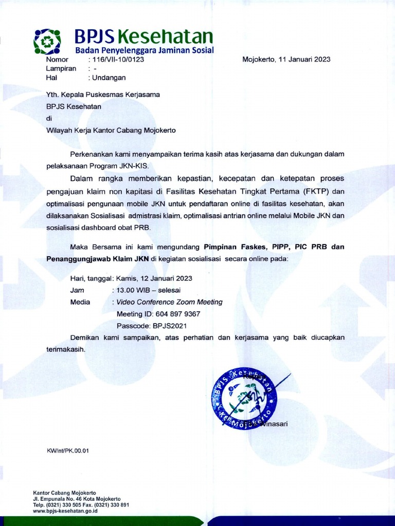 Undangan Sosialisasi Administrasi Klaim, Optimalisasi Antrol, Dan ...