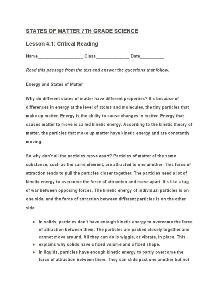 Understanding States of Matter | PDF