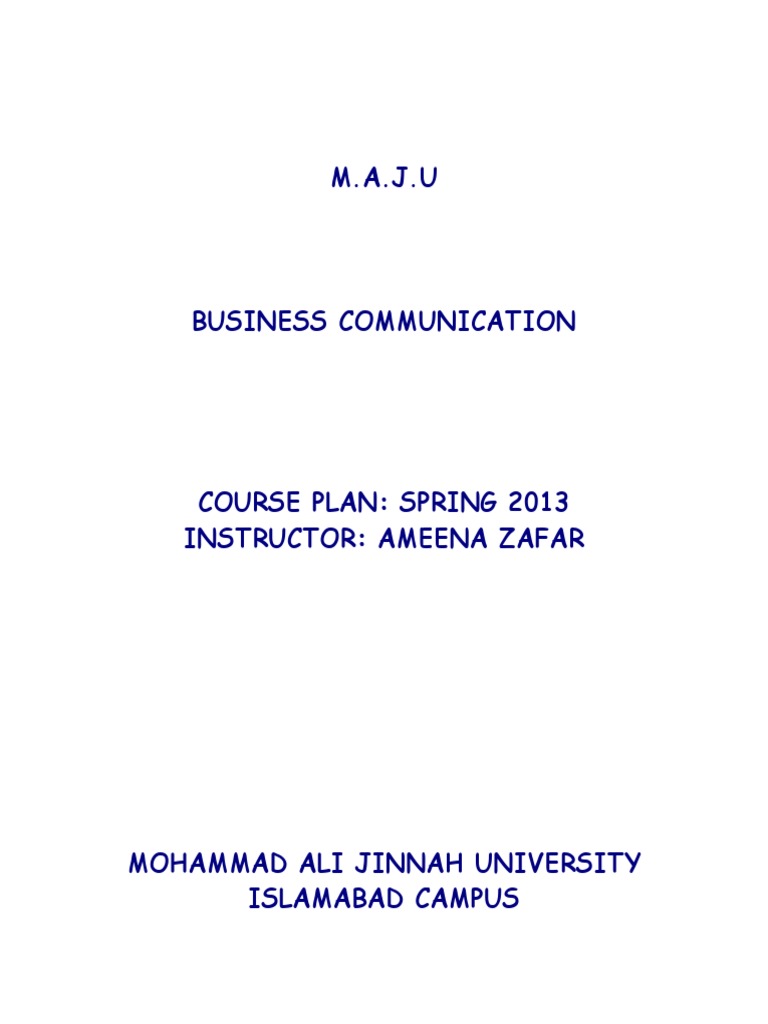 Business Communication Outline Spring 2013 | PDF
