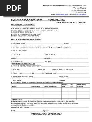 Bursary Application
