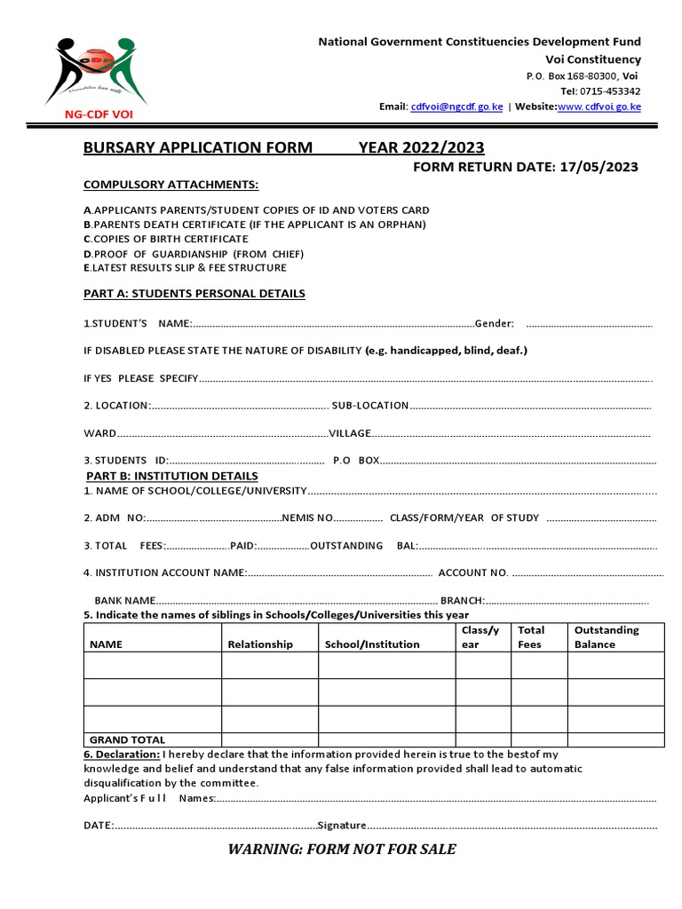 New Bursary Form.pdf | PDF