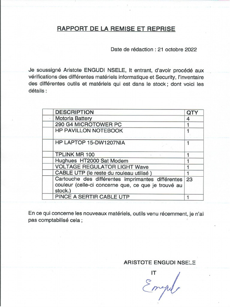 Rapport de La Remise Et Reprise PDF | PDF