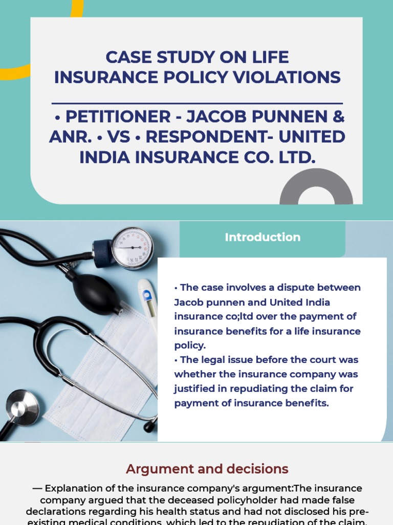 Wepik Case Study On Life Insurance Policy Violations Petitioner Jacob Punnen Anr Vs Respondent ...