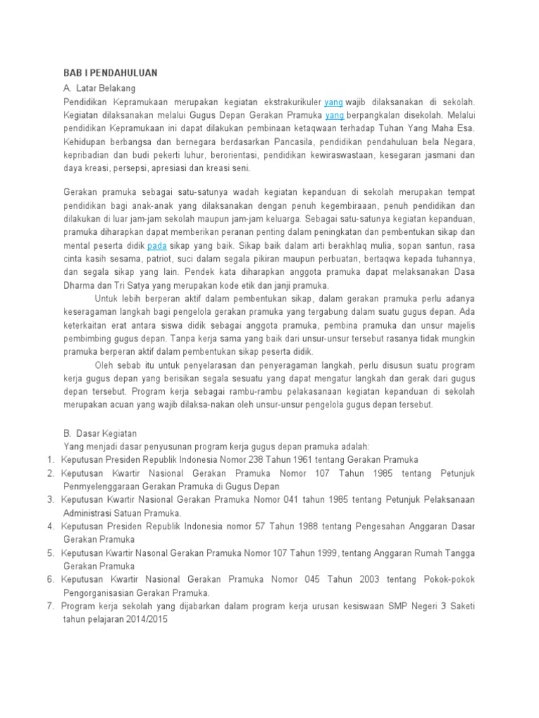 Contoh Program Kerja Pramuka | PDF