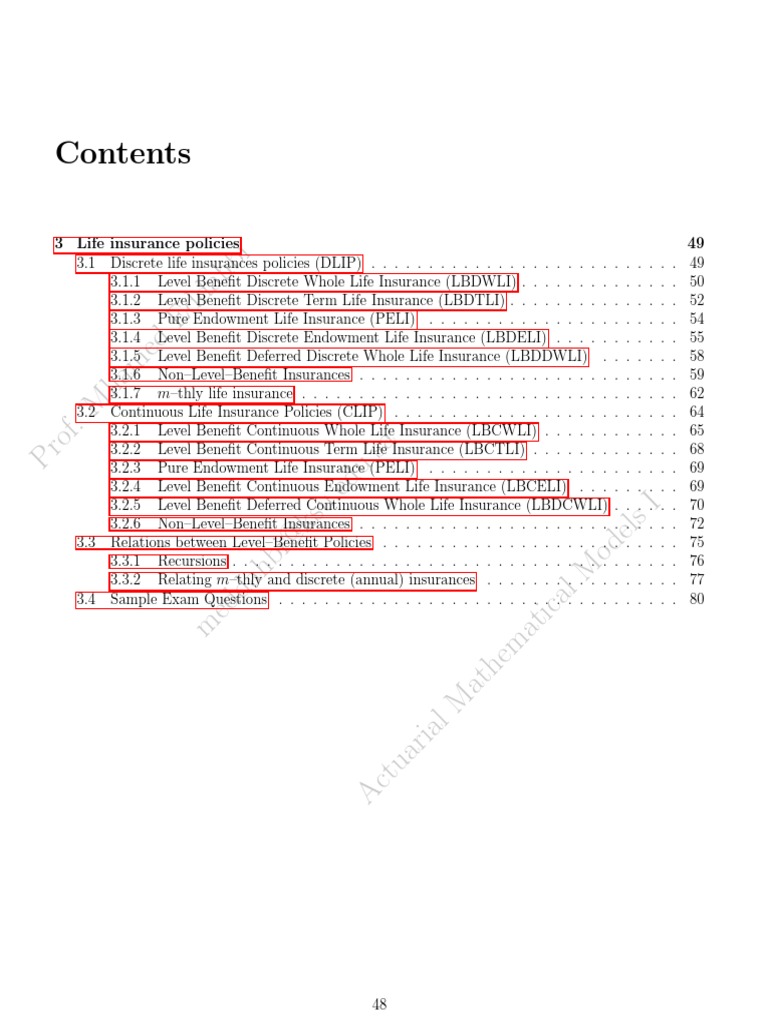 Discrete and Continuous Life Insurance Policies | PDF