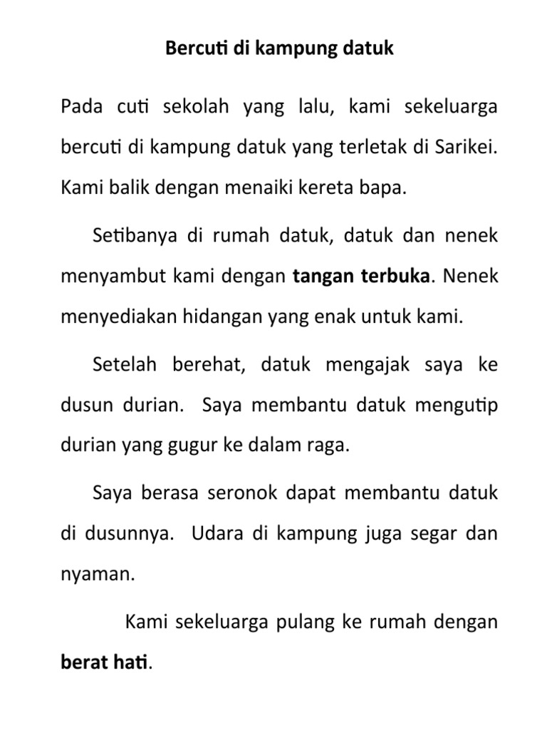 Memori bercuti di kampung datuk | PDF Memori bercuti di kampung datuk | PDF
