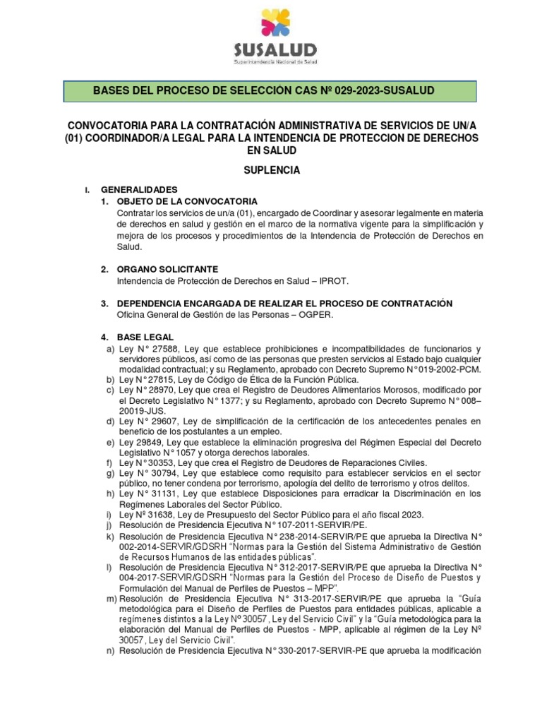 Bases Del Proceso Cas N°029-2023 PDF | PDF | Apelación | Regulación