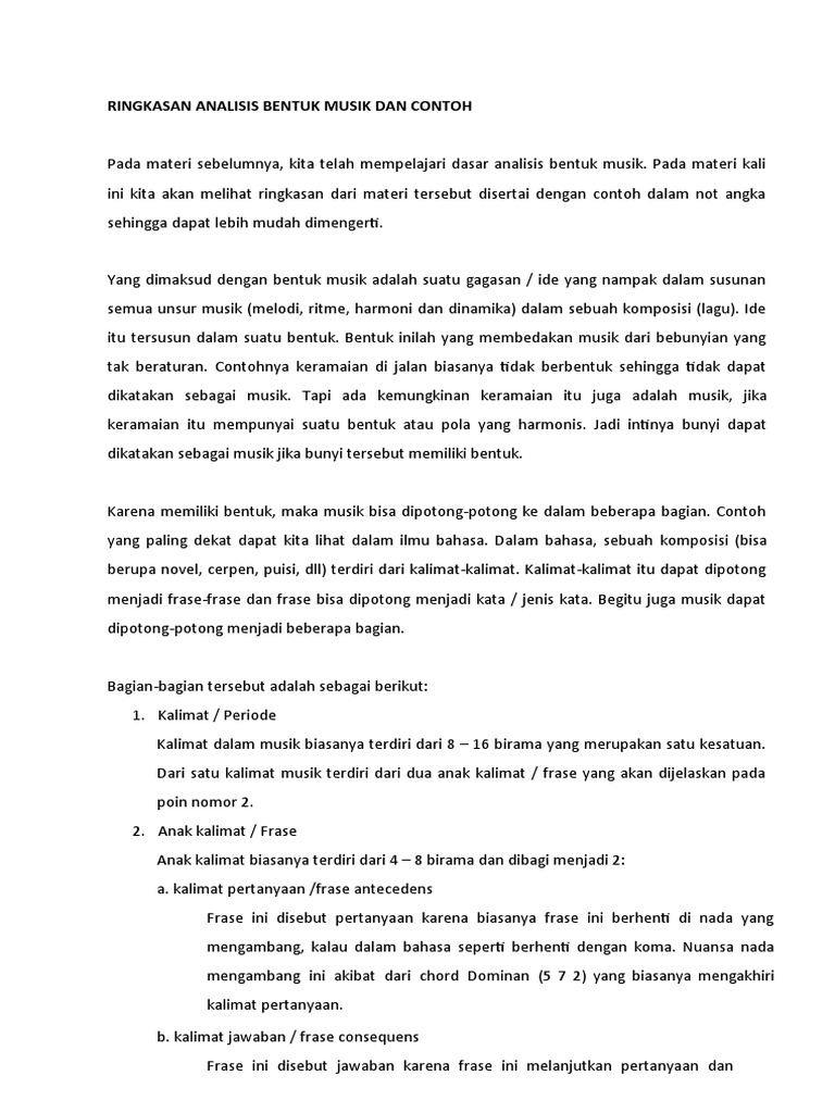 ANALISIS BENTUK MUSIK | PDF
