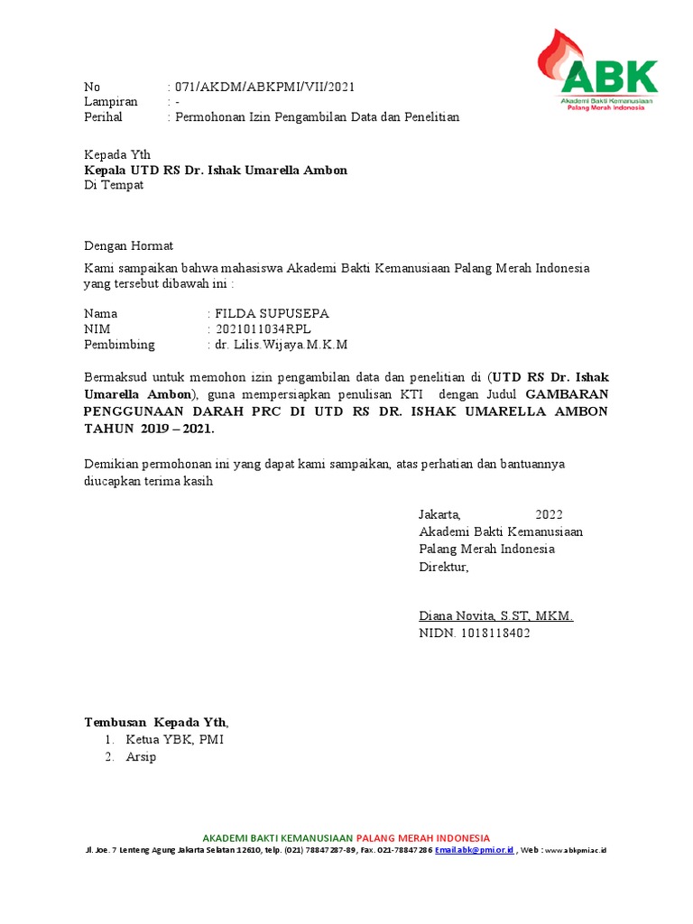 Surat Izin Pengambilan Data Dan Izin Penelitian | PDF Surat Izin Pengambilan Data Dan Izin Penelitian | PDF