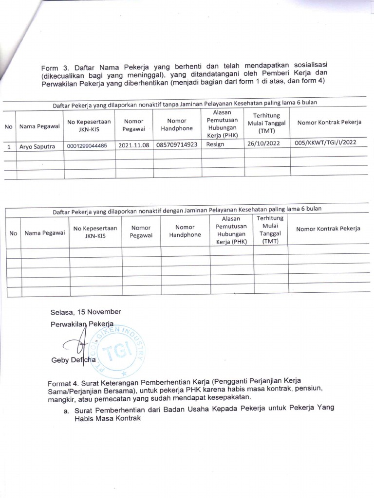 Penonaktifan BPJS Aryo Saputra (Form 3) | PDF