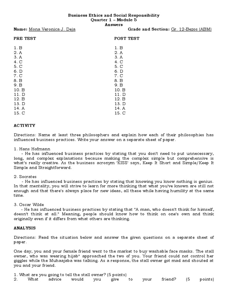 Business Ethics and Social Responsibility: Exploring the Influence of ...