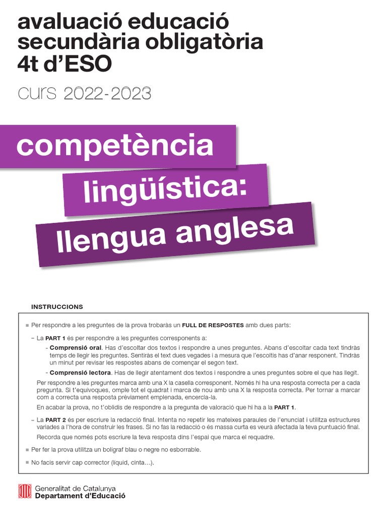 Quadern Llengua Anglesa PDF | PDF