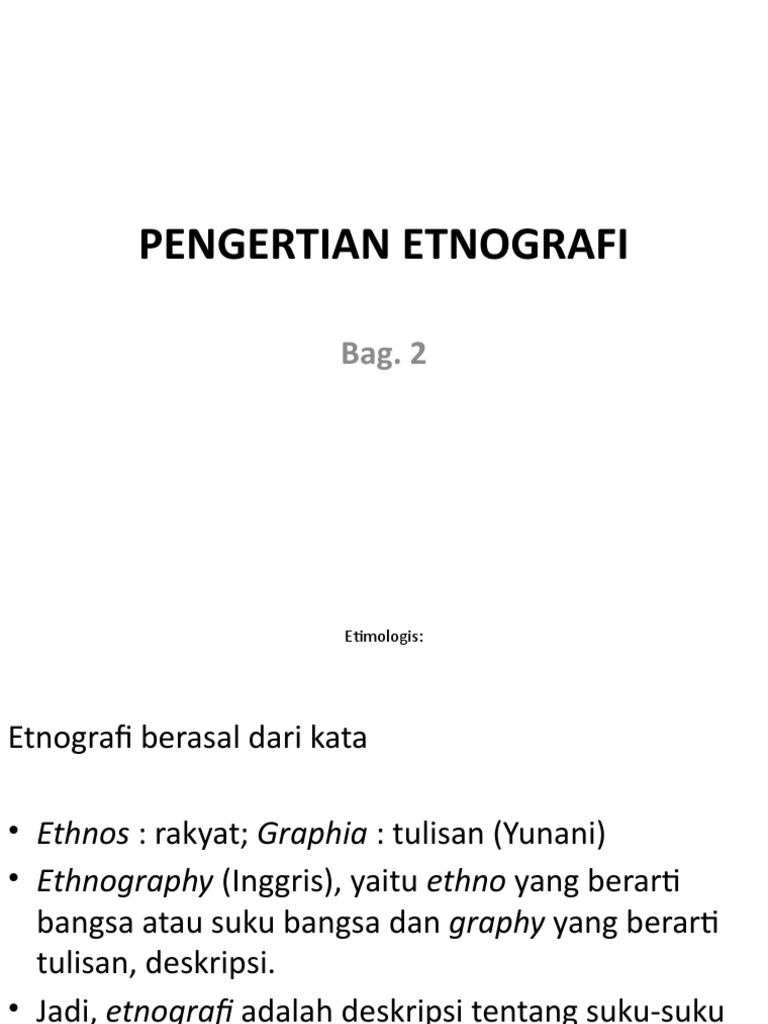 Ep - Pengertian Etnografi - 2 | PDF