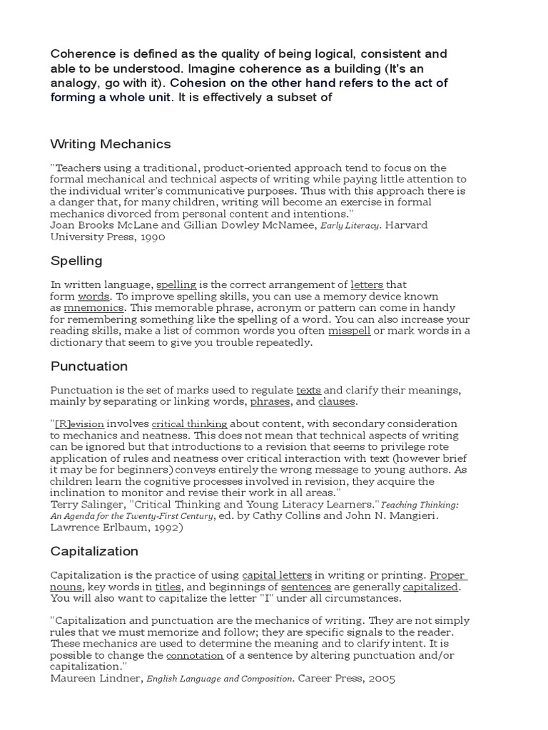 Coherence Is Defined As The Quality of Being Logical | PDF | Question ...