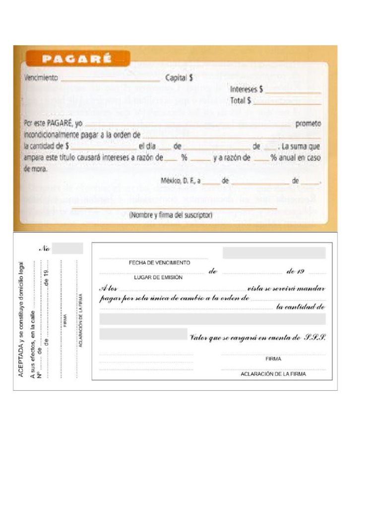Plantillas de Pagare y Letra de Cambio | PDF