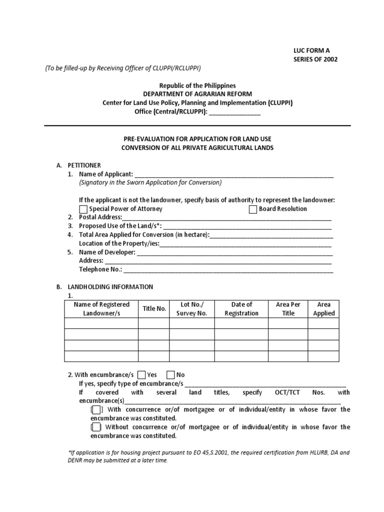 Land Use Conversion Application Guide | PDF