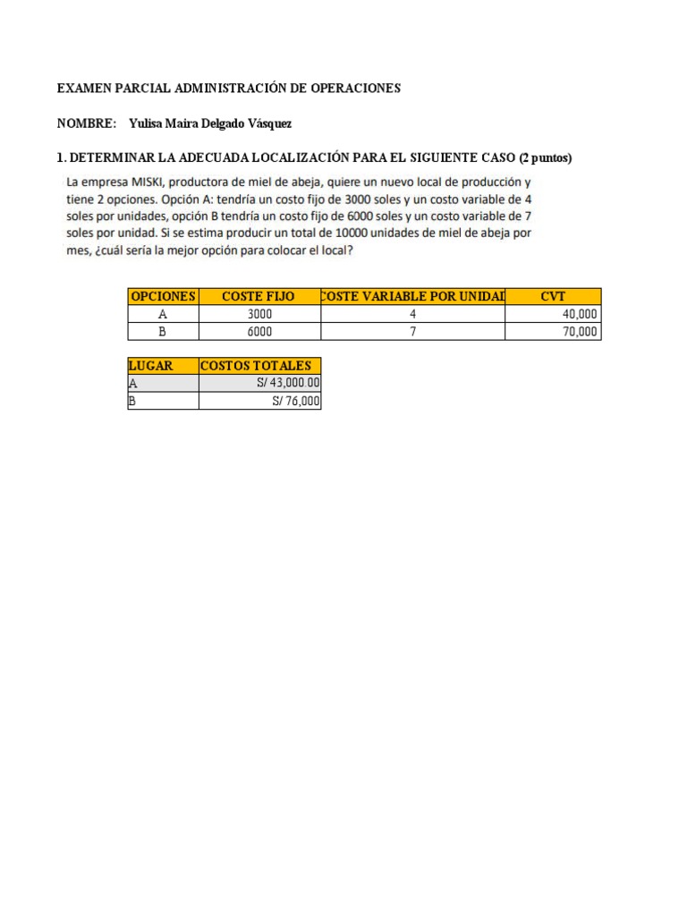 Examen Parcial - Administración de Operaciones - Delgado Vasquez Yulisa ...