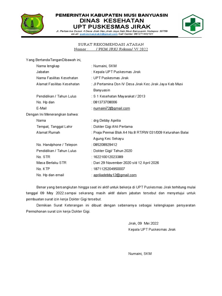 SURAT REKOMENDASI ATASAN Ok | PDF