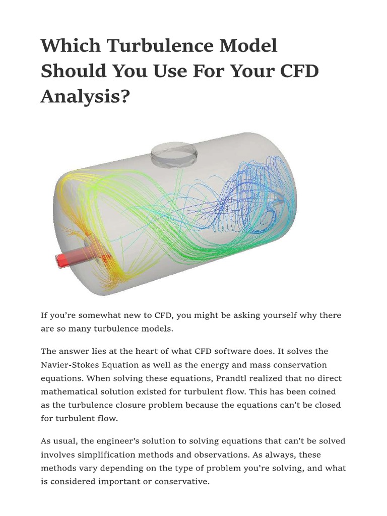 Which Turbulence Model Should You Use For Your CFD Analysis PDF | PDF