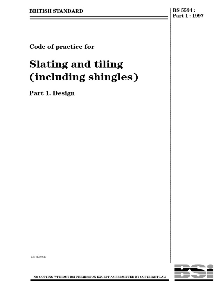 BS 5534 - 1 Code of Practice For Slating and Tiling PDF | PDF