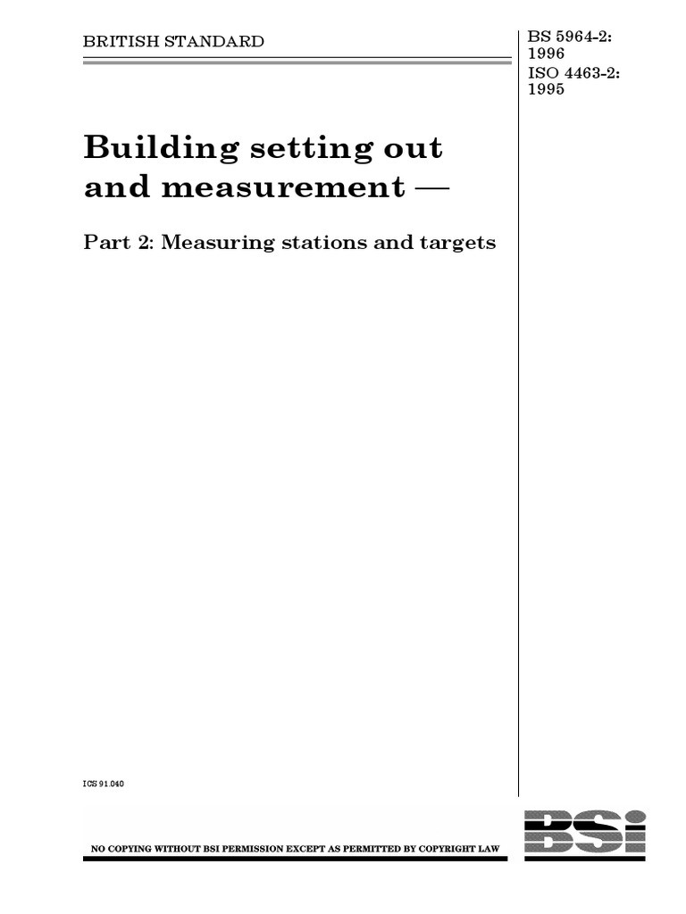 BS 5964 - 2 Building Setting Out and Measurement PDF | PDF
