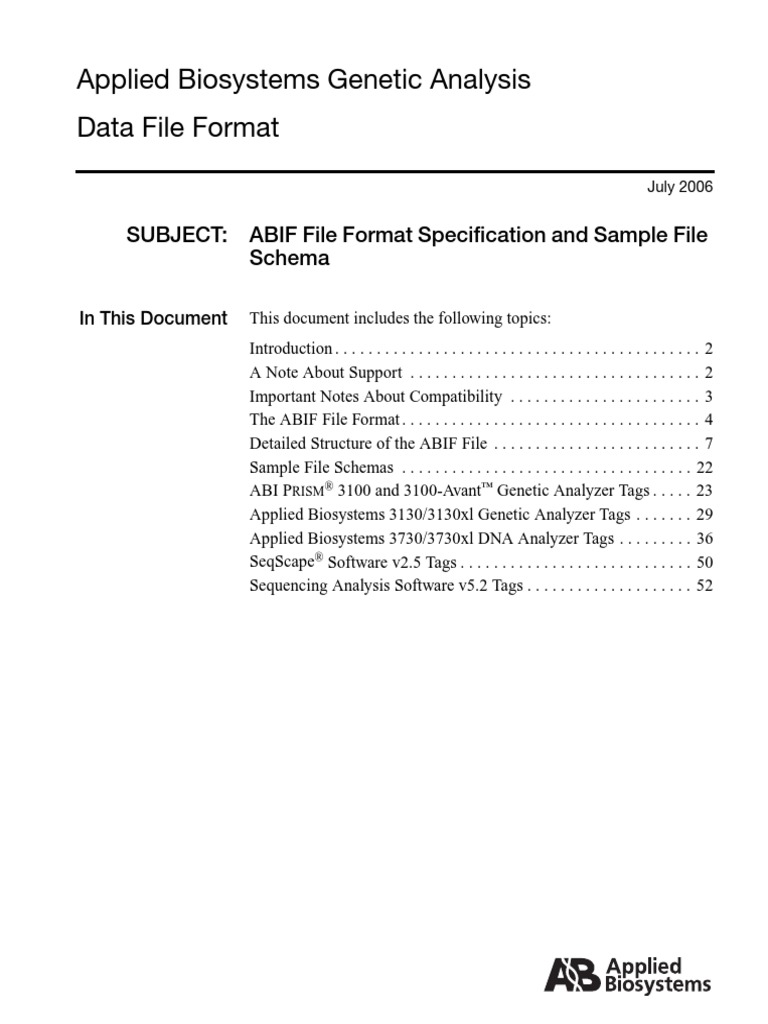 ABIF File Format PDF | PDF | Data Type | Integer (Computer Science)