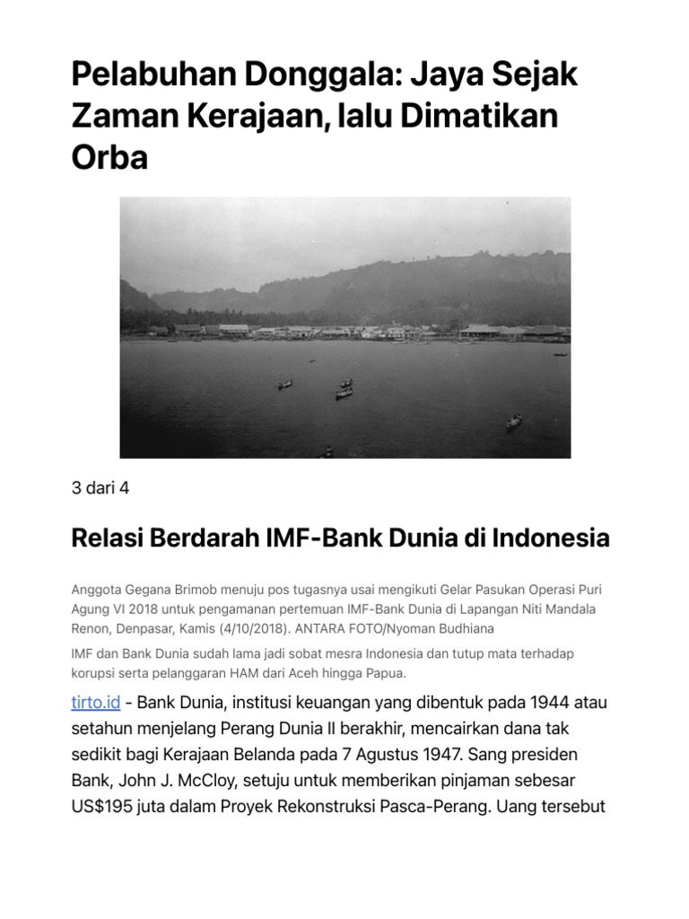 Pelabuhan Donggala - Jaya Sejak Zaman Kerajaan, Lalu Dimatikan Orba PDF | PDF