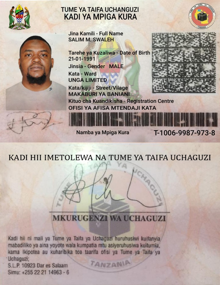 Tanzania Electrol Card | PDF