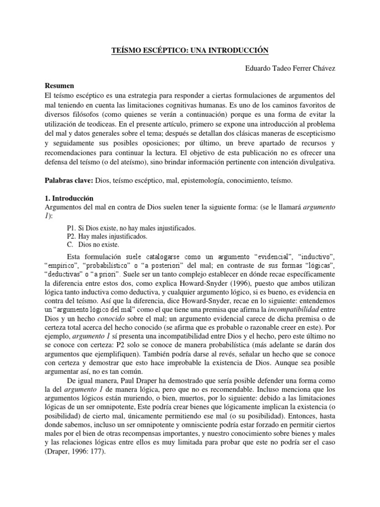 Teísmo Escéptico PDF | PDF