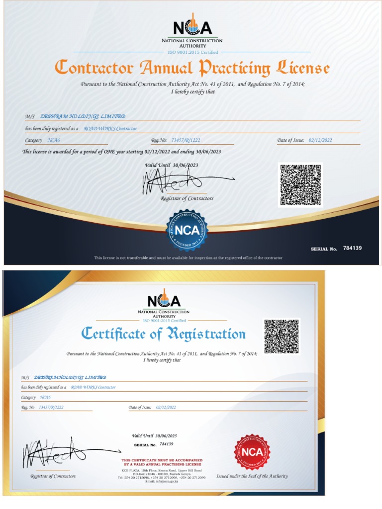 NCA Certificate | PDF