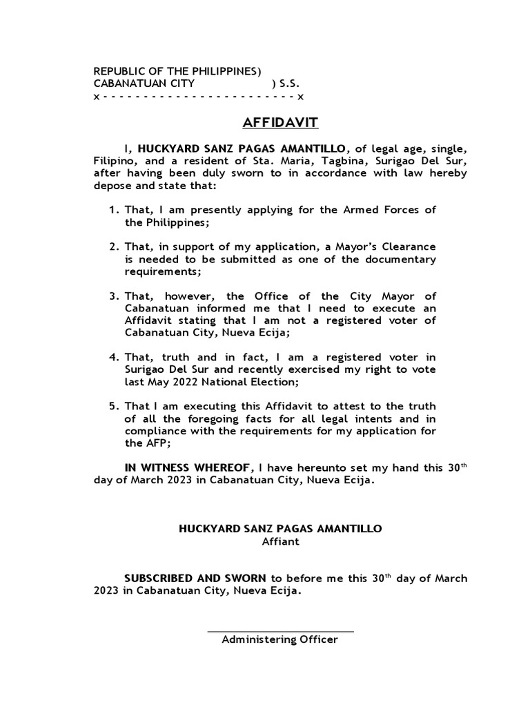 Affidavit of Non-Voter | PDF