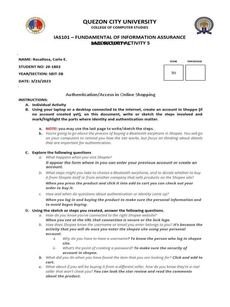 IAS101 Laboratory Activity 5 - Rosallosa - Carlo PDF | PDF ...